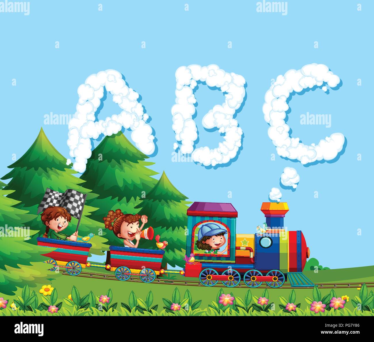 Children on alphabet train illustration Stock Vector Image & Art - Alamy
