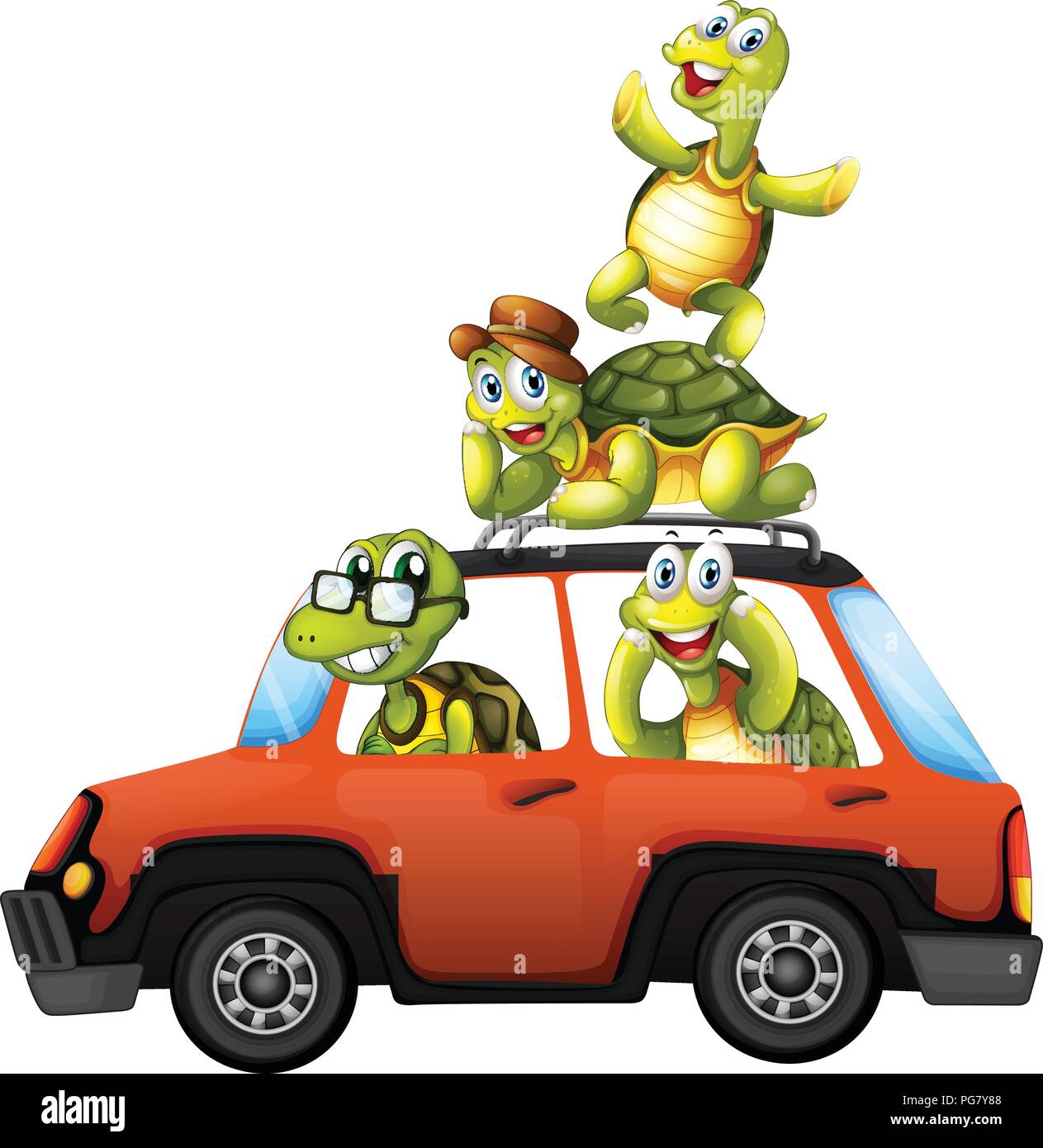 A turtle family on a car illustration Stock Vector Image & Art - Alamy