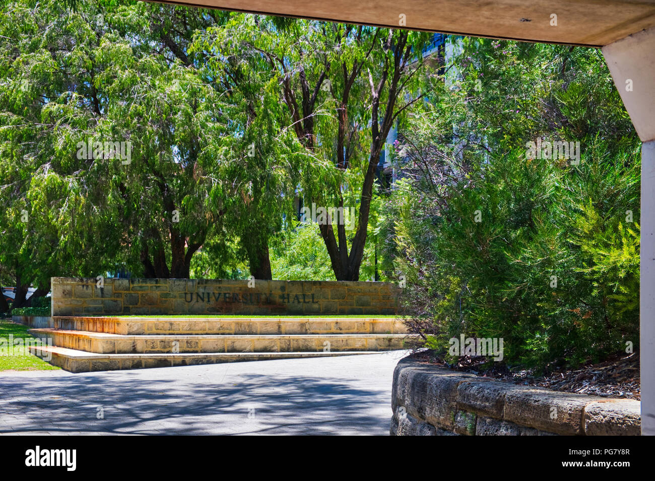 Bore water leaves rusty stains on limestone steps Stock Photo - Alamy