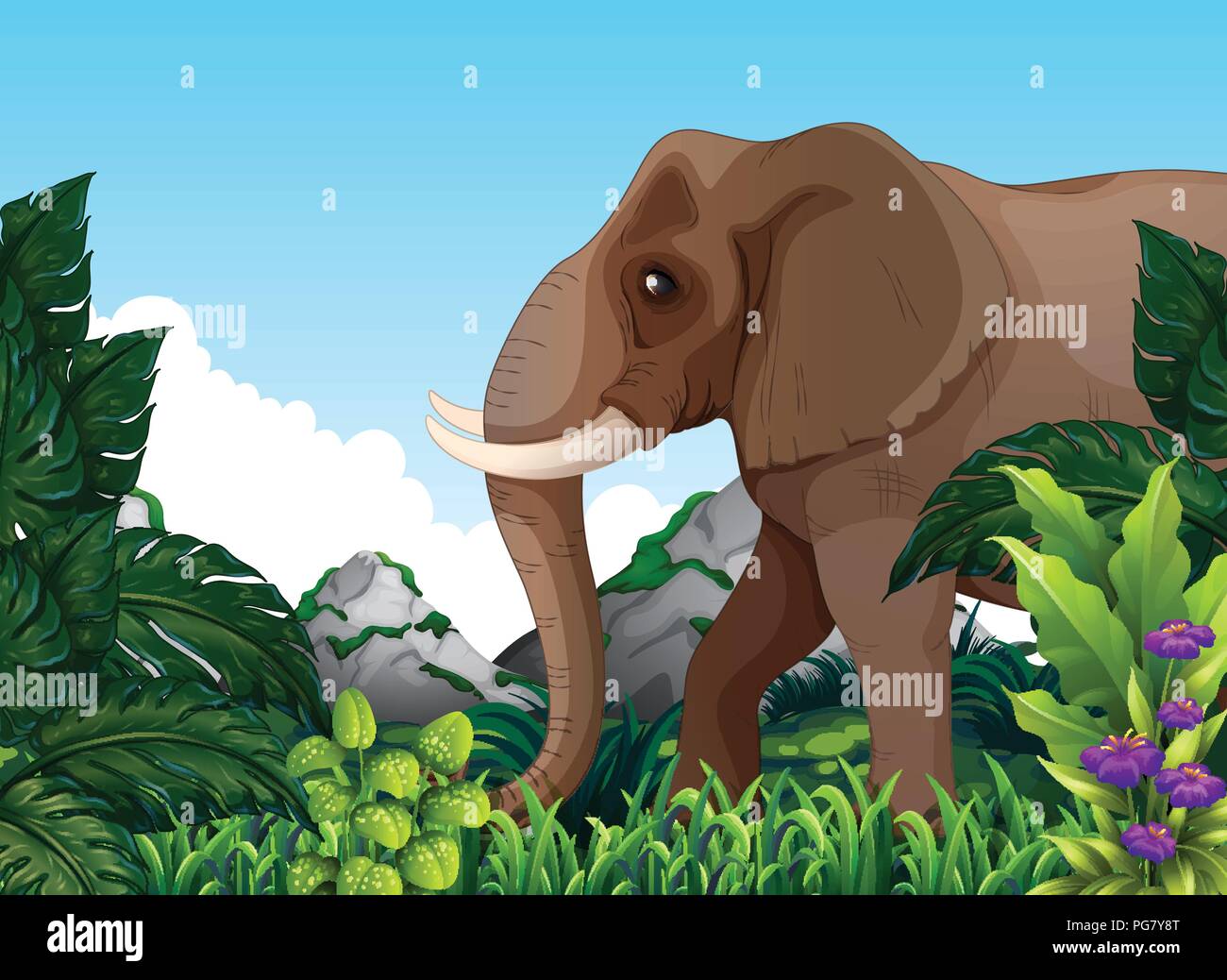 An elephant in the forest illustration Stock Vector Image & Art - Alamy