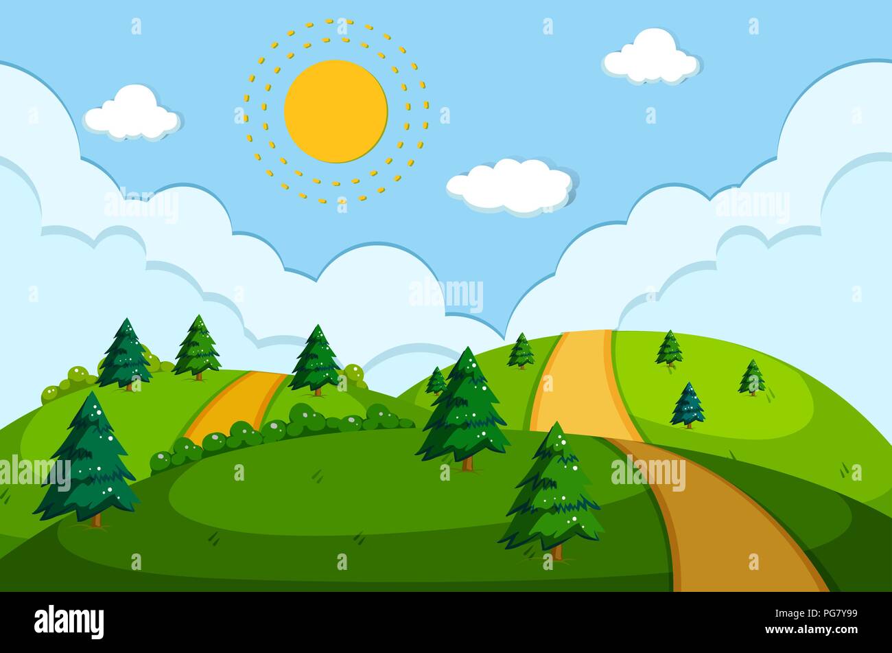 A road in beautiful nature illustration Stock Vector Image & Art - Alamy