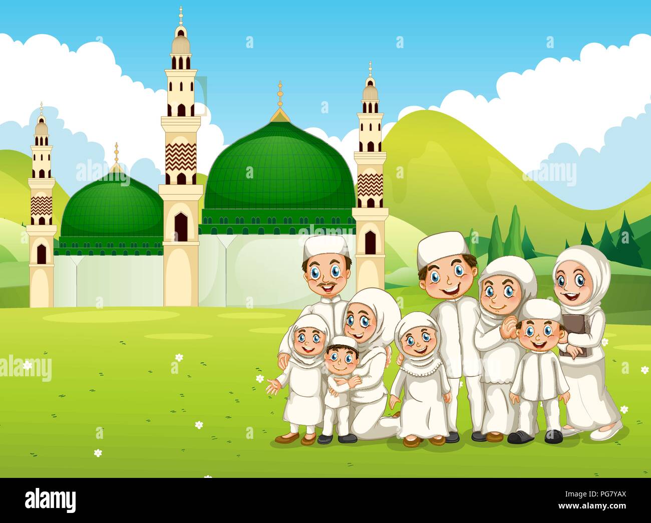 Muslim Family Cartoon Character Vector Stock Photos & Muslim Family ...