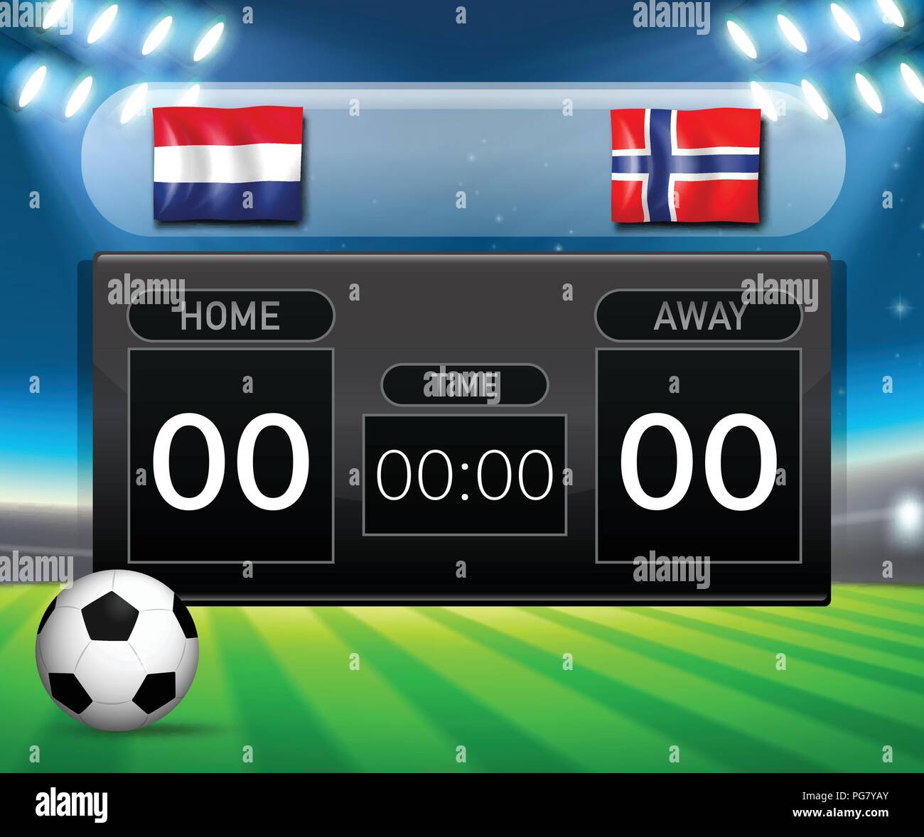 Netherlands vs Norway soccer scoreboard illustration Stock Vector Image ...