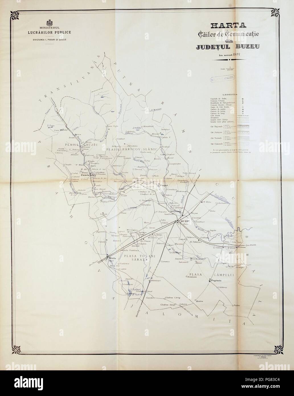 Atlasul Căilor de Comunicații (1897) - Buzău Stock Photo - Alamy