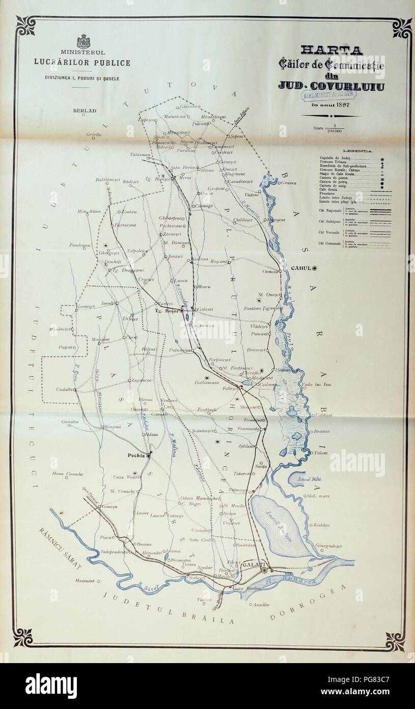 Atlasul Căilor de Comunicații (1897) - Covurlui Stock Photo - Alamy