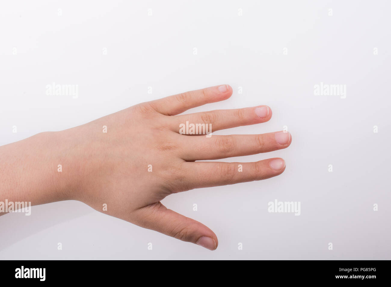 Human hand pointing on a white background Stock Photo - Alamy