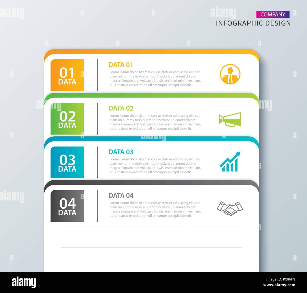 Infographics tab in horizontal paper index with 4 data template. Vector ...