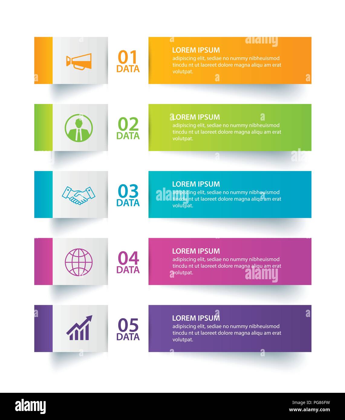 Infographics tab in horizontal paper index with 5 data template. Vector ...