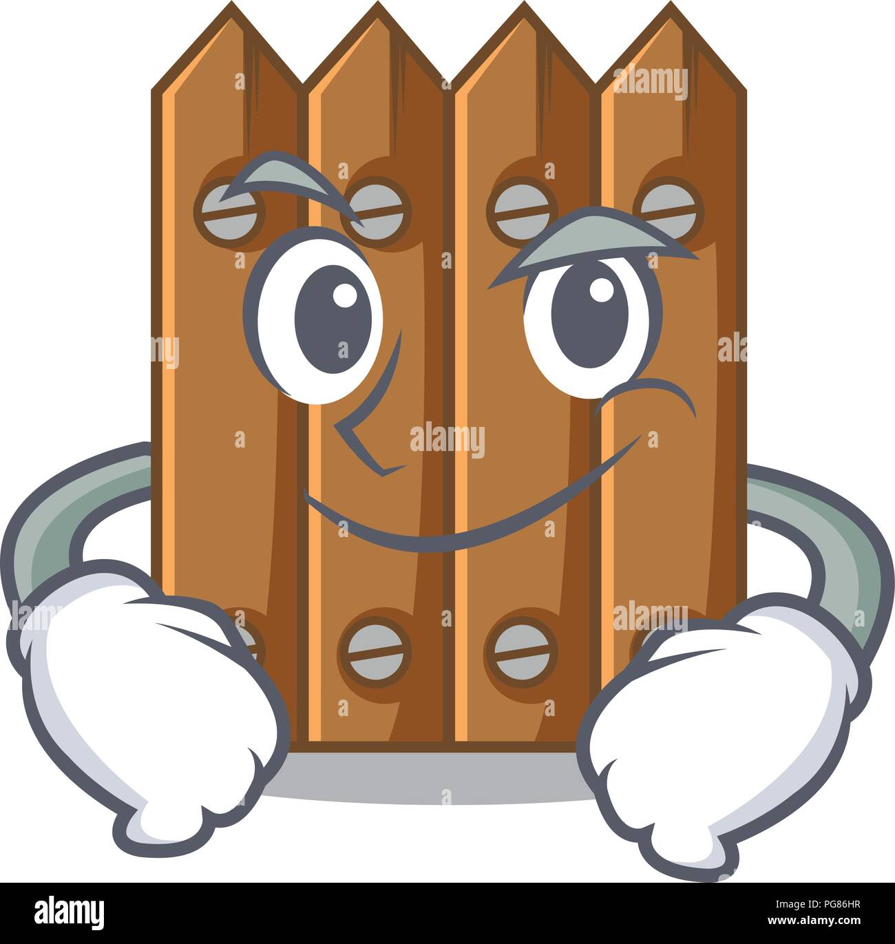 Smirking character close up on wooden fence door Stock Vector Image ...