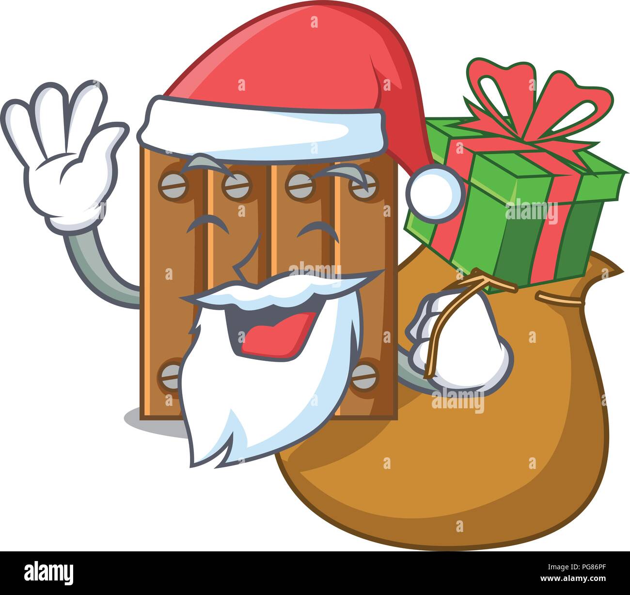 Santa with gift wooden fence pattern for design cartoon Stock Vector ...