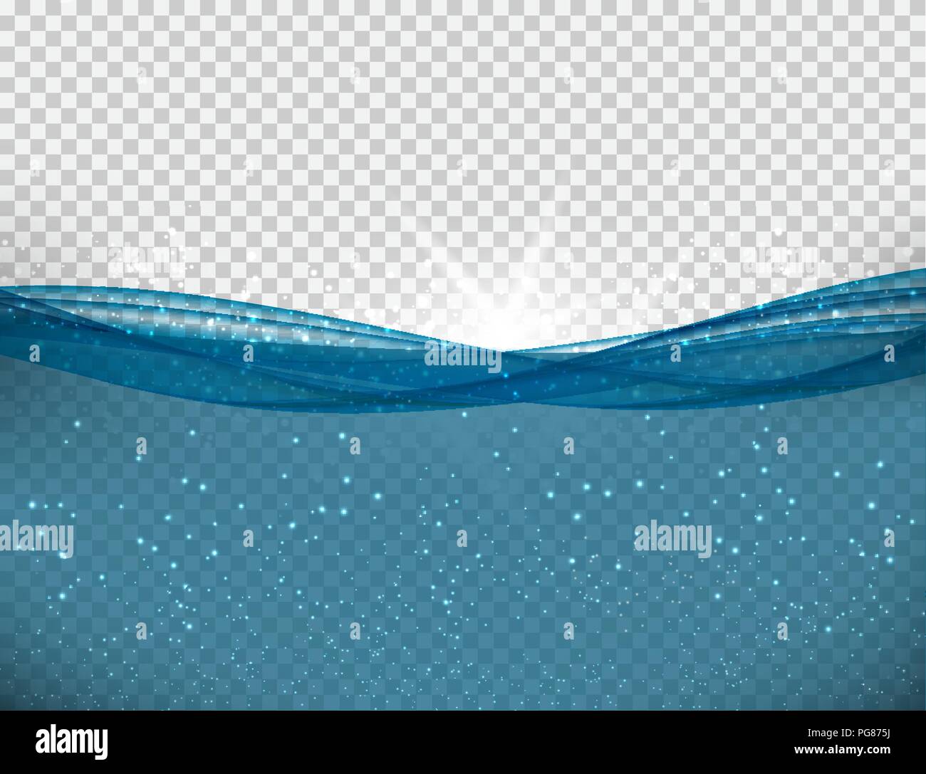 Abstract Blue underwater ocean Wave on Transparent Background. Vector ...