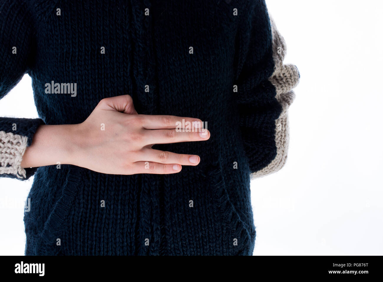 Hand making a gesture on a white background Stock Photo - Alamy
