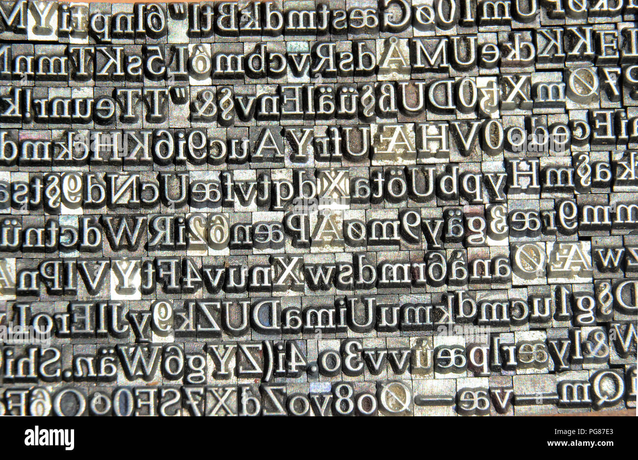 Arrangement of old style printing types Stock Photo - Alamy