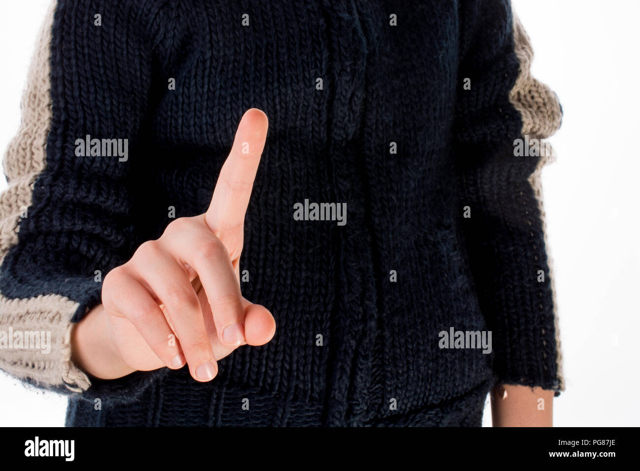 Hand making a gesture on a white background Stock Photo - Alamy