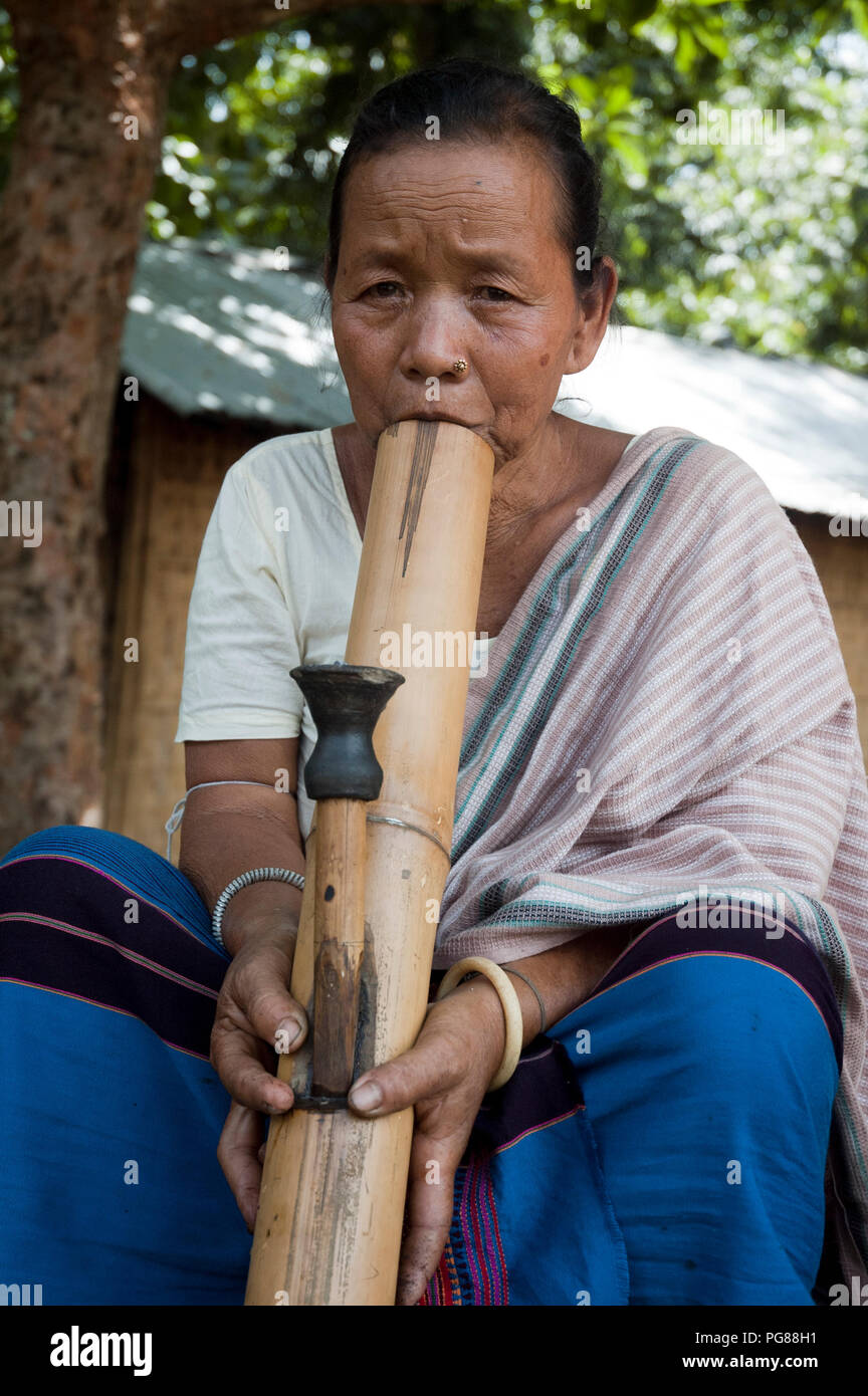 Portrait of a Chakma tribal woman. The Chakmas are a tribe inhabiting ...