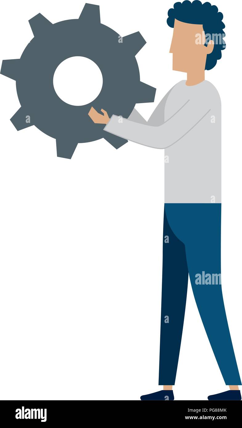 young man lifting gear vector illustration design Stock Vector Image ...