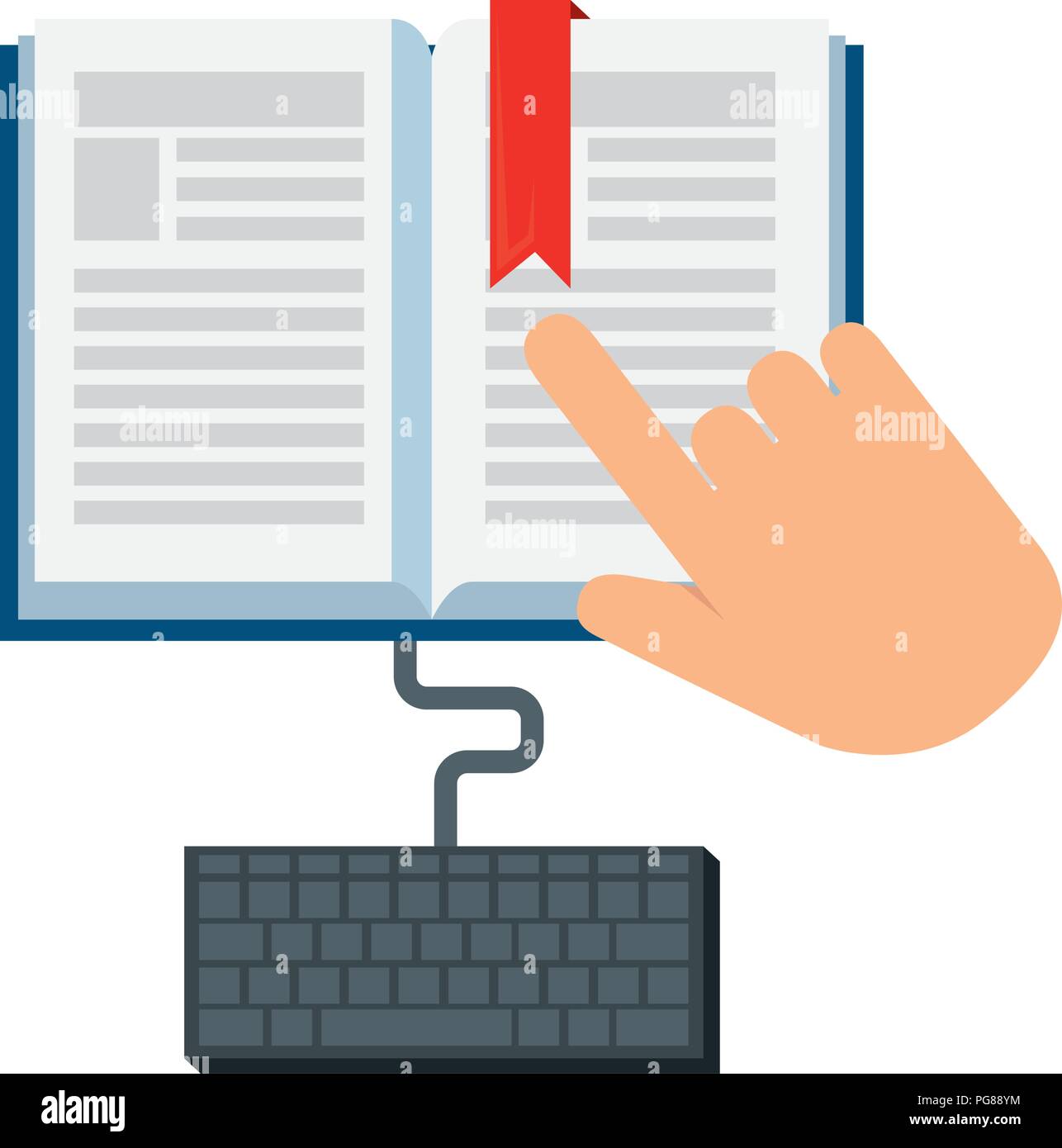 electronic book with hand and keyboard vector illustration design Stock ...