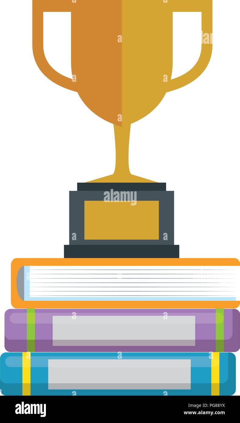 pile text books with trophy cup vector illustration design Stock Vector ...