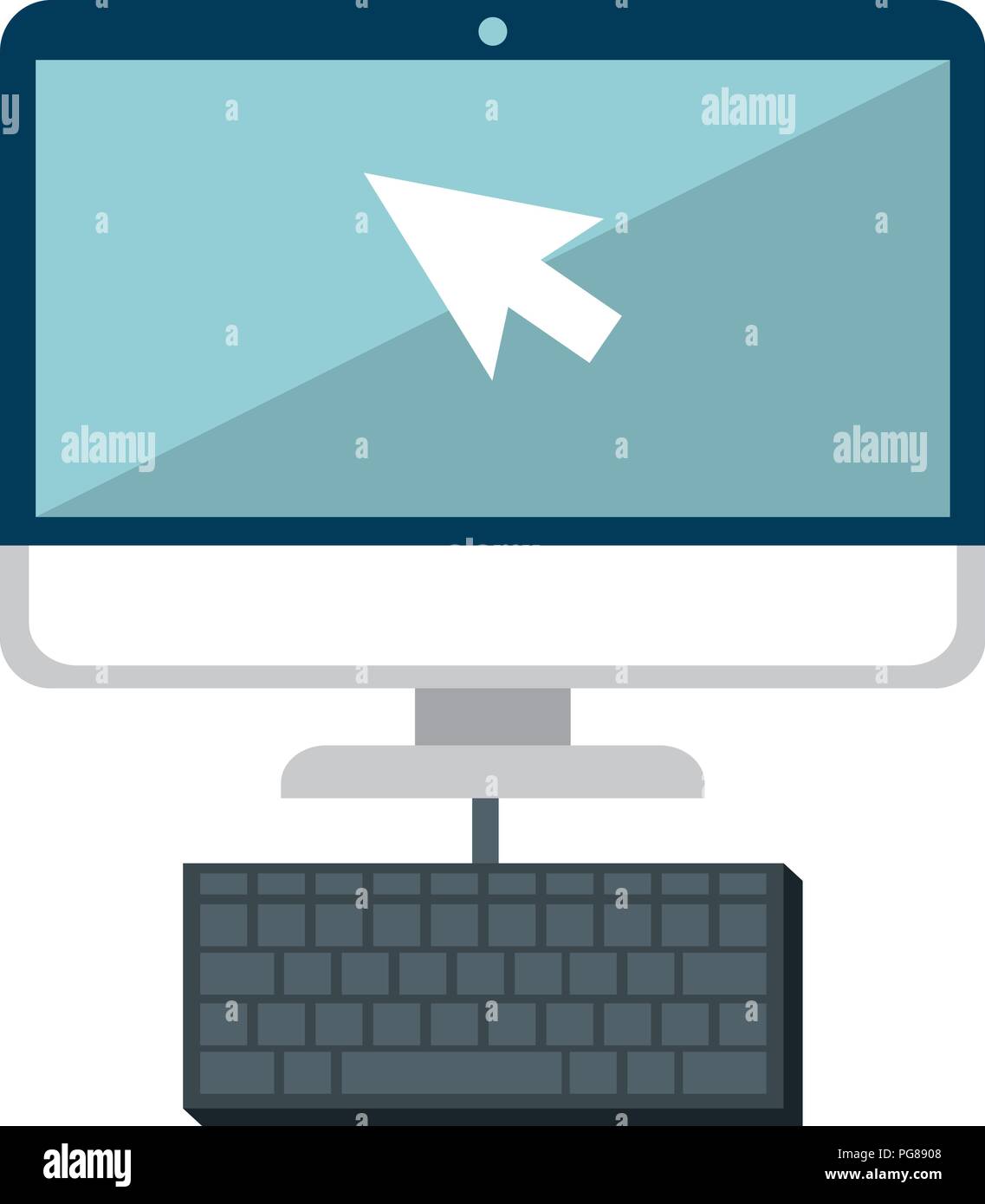 computer desktop with arrow mouse and keyboard vector illustration ...