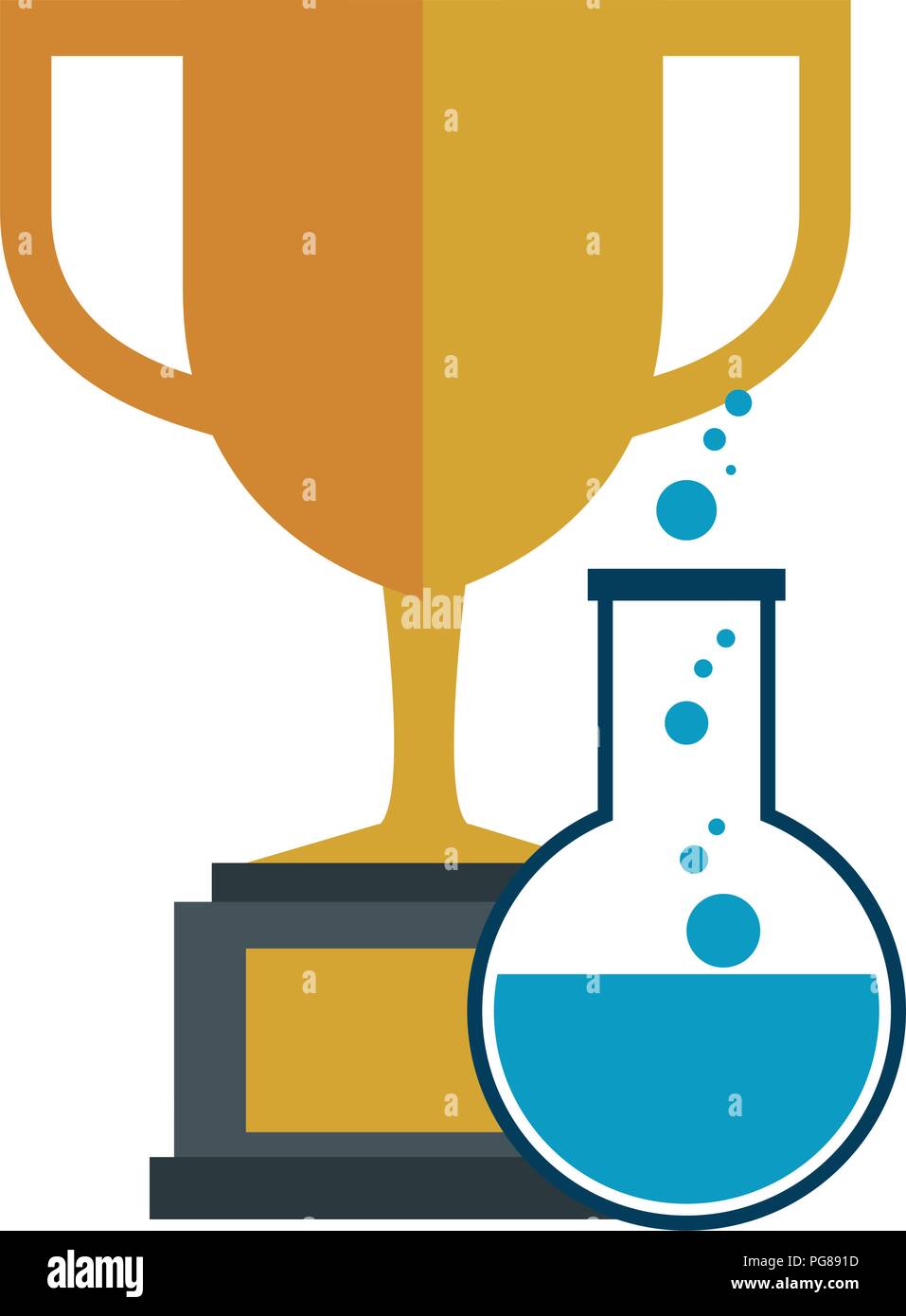 laboratory tube test flask with trophy cup vector illustration design ...