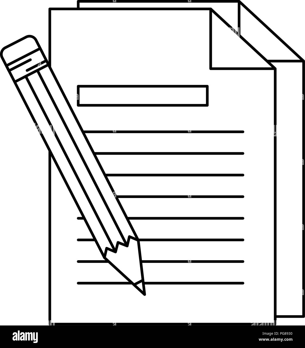 pencil write with documents vector illustration design Stock Vector ...