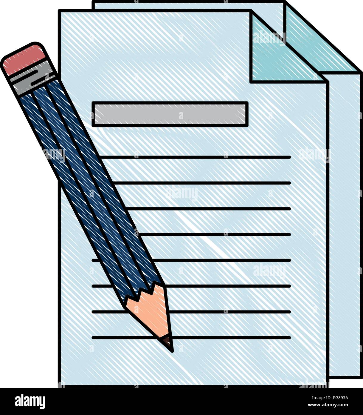 pencil write with documents vector illustration design Stock Vector ...