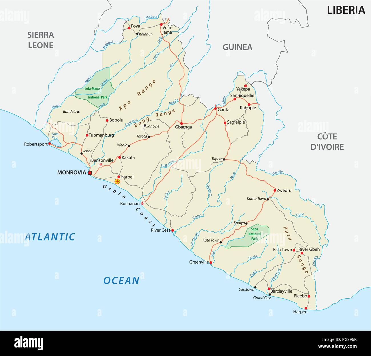 Monrovia map hi-res stock photography and images - Alamy