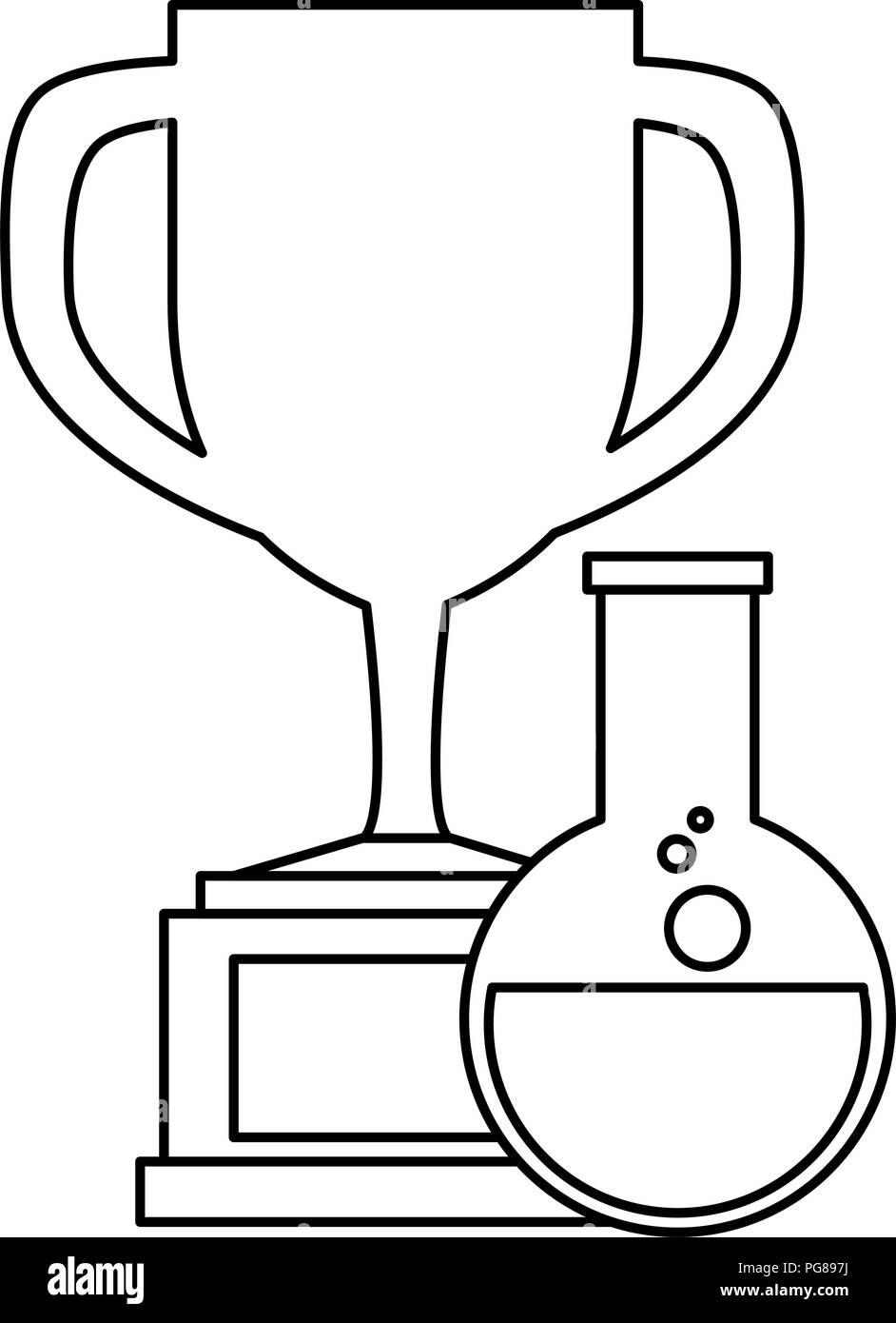 laboratory tube test flask with trophy cup vector illustration design ...