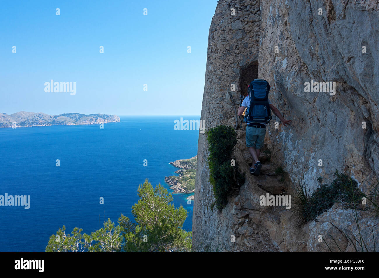 Trail to Penya Roja peak.Cap Pinar.Alcudia.Majorca Island.Spain Stock ...