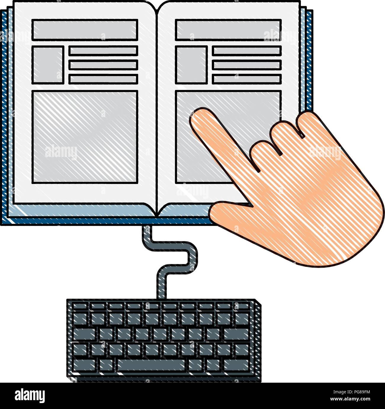 electronic book with hand and keyboard vector illustration design Stock ...