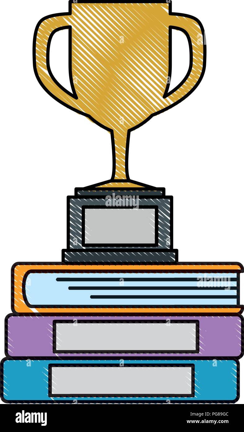 pile text books with trophy cup vector illustration design Stock Vector ...