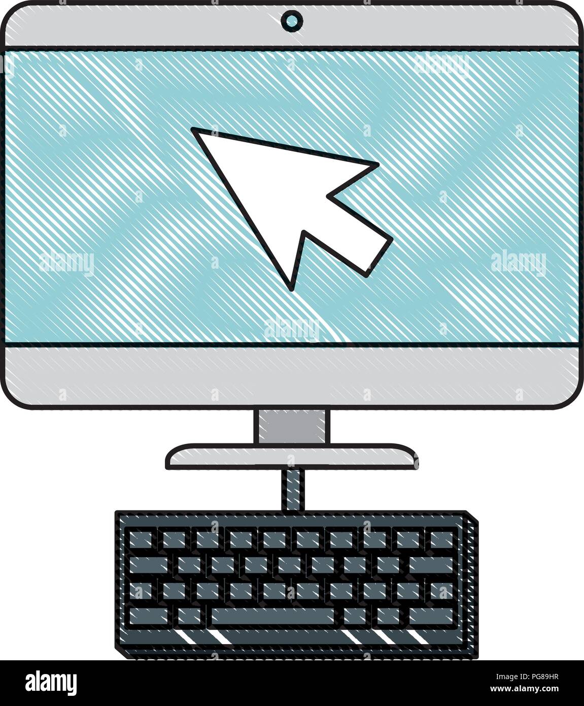 computer desktop with arrow mouse and keyboard vector illustration ...