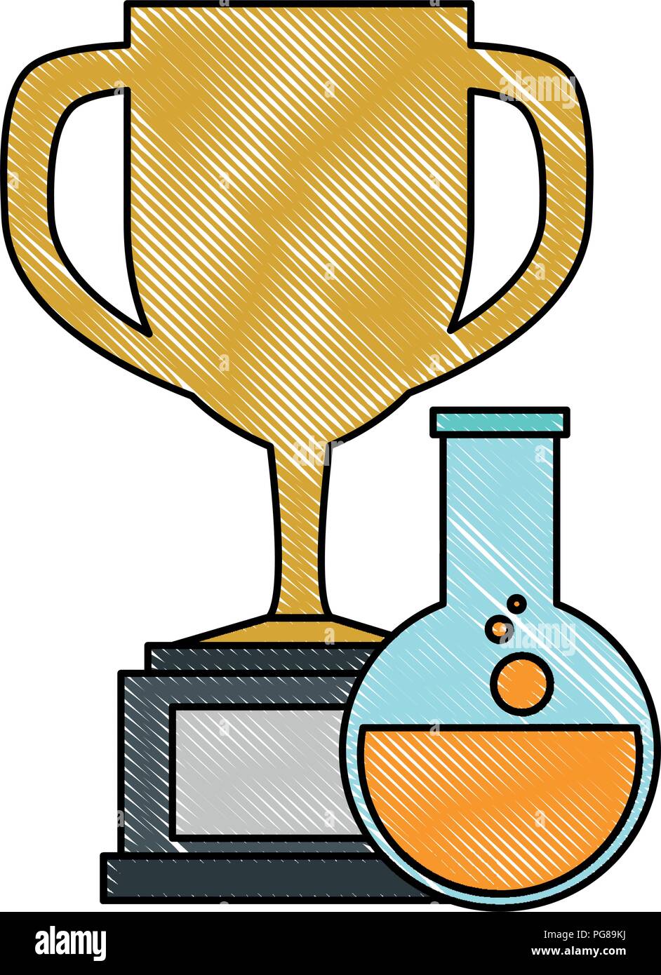 laboratory tube test flask with trophy cup vector illustration design ...