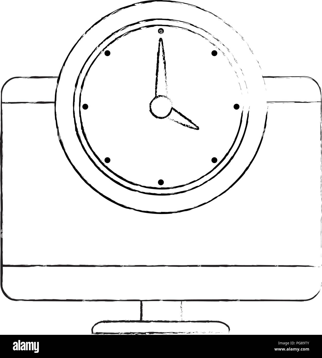 computer desktop with watch vector illustration design Stock Vector ...