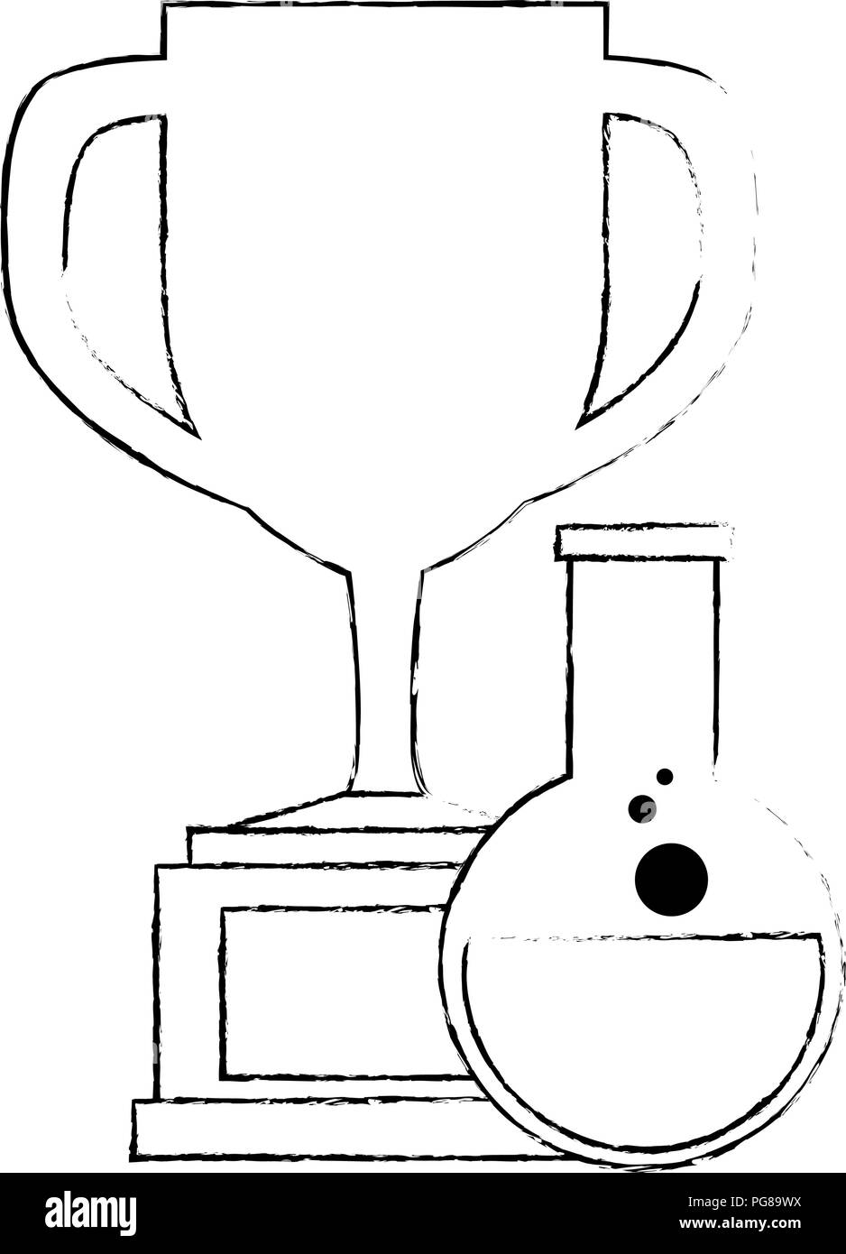 laboratory tube test flask with trophy cup vector illustration design ...