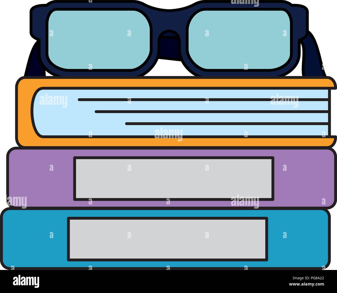 pile text books with glasses vector illustration design Stock Vector ...
