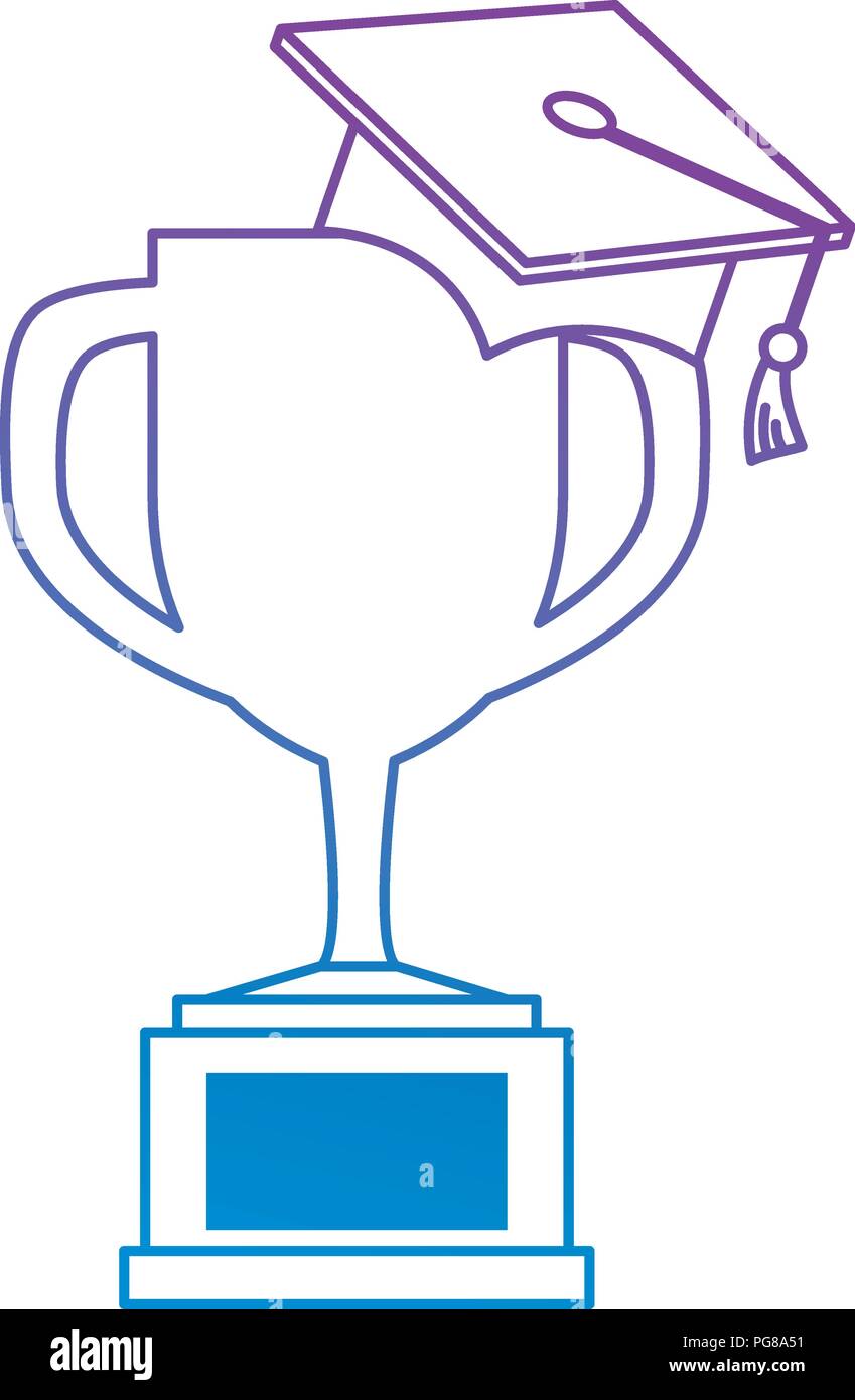 trophy cup with graduation hat Stock Vector Image & Art - Alamy