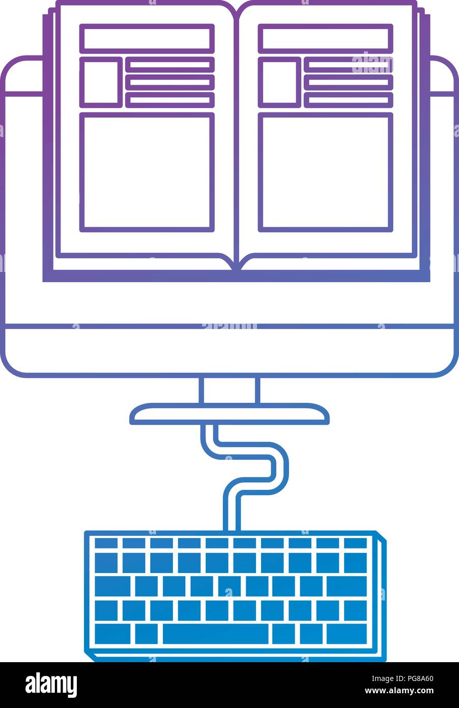 electronic book with computer and keyboard vector illustration design ...