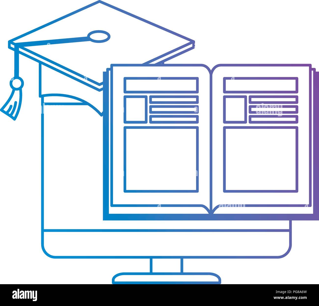 electronic book with computer and hat graduation Stock Vector Image ...