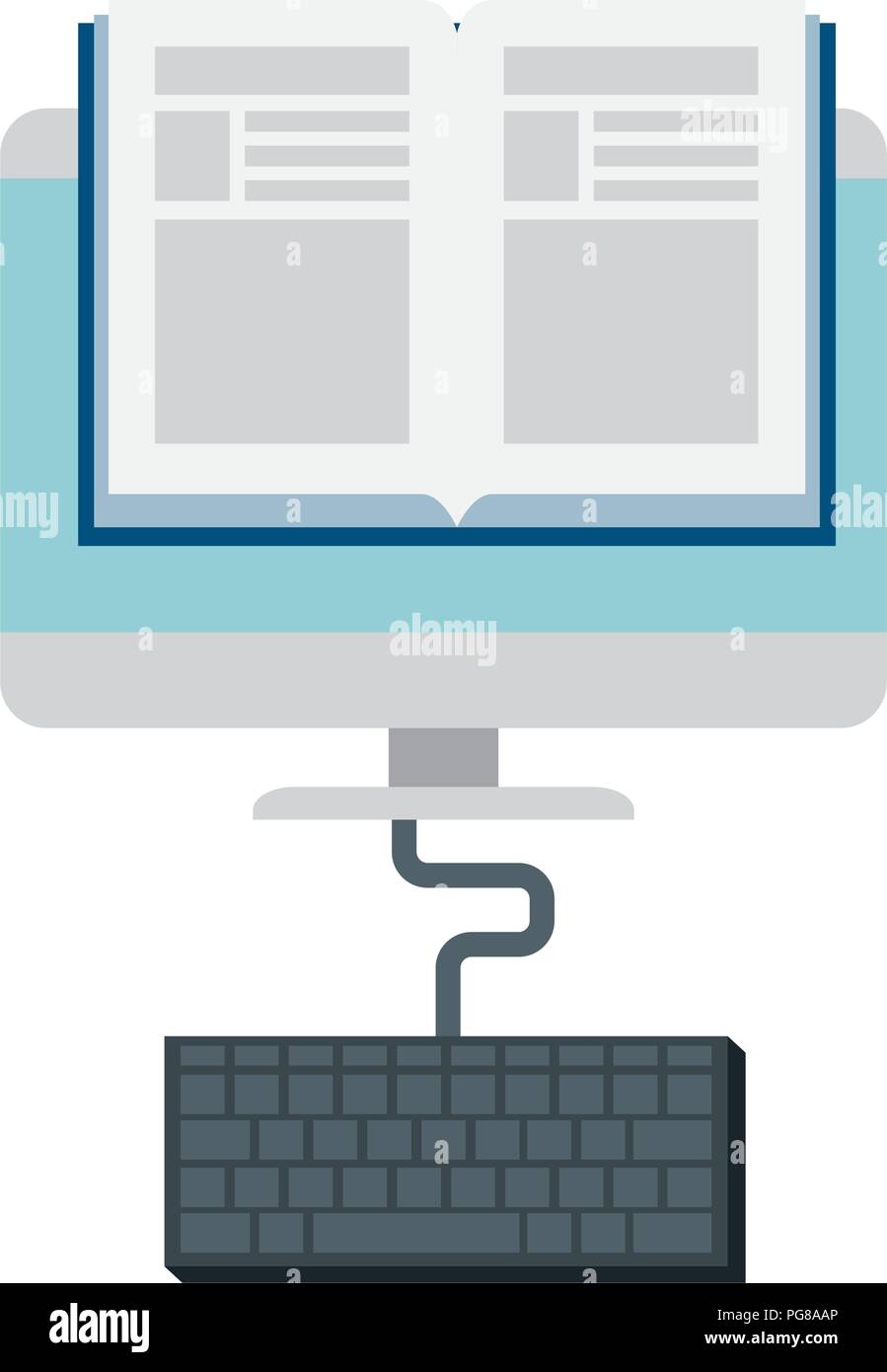 electronic book with computer and keyboard vector illustration design ...