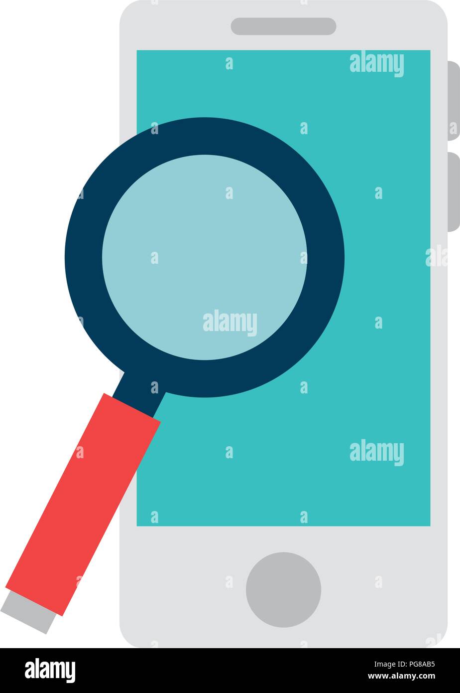 smartphone device with magnifying glass Stock Vector Image & Art - Alamy