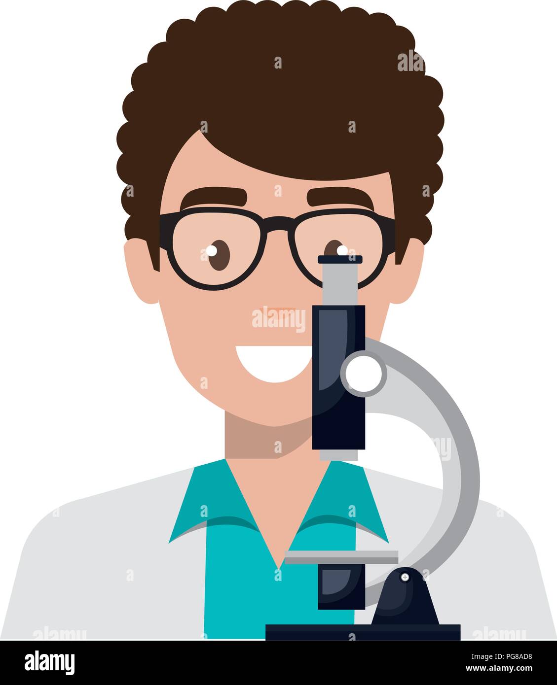 doctor man with microscope character Stock Vector Image & Art - Alamy
