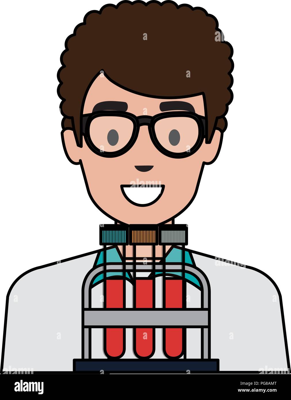 doctor man with tubes tests character Stock Vector Image & Art - Alamy