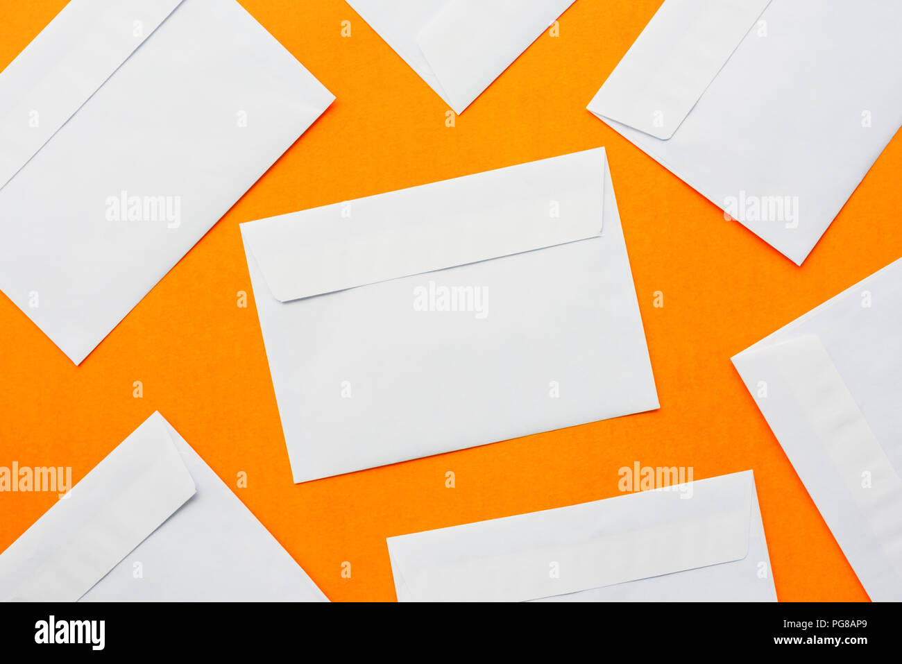 Blank post mail letter envelopes top view as mock up copy space Stock ...