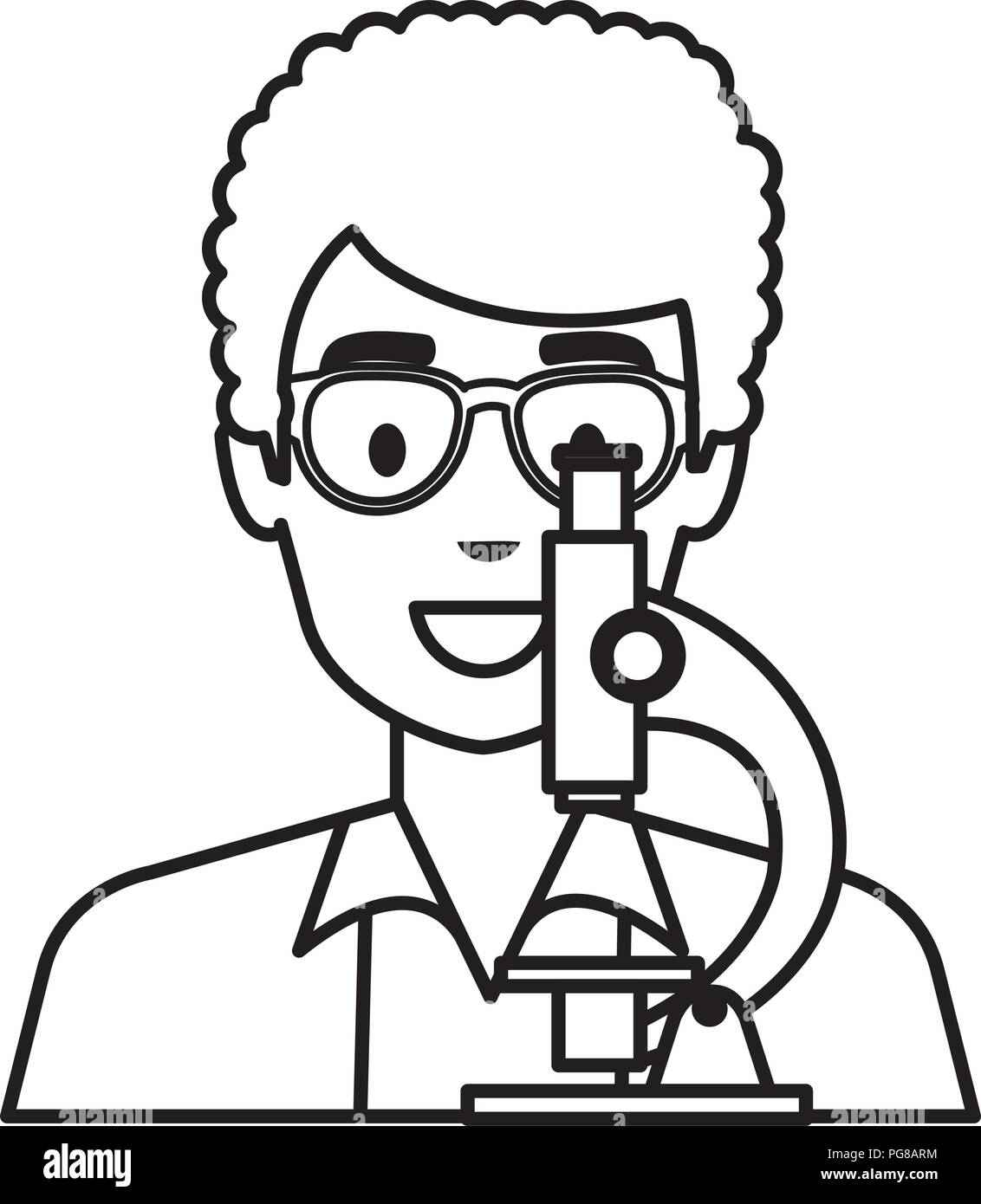 doctor man with microscope character Stock Vector Image & Art - Alamy