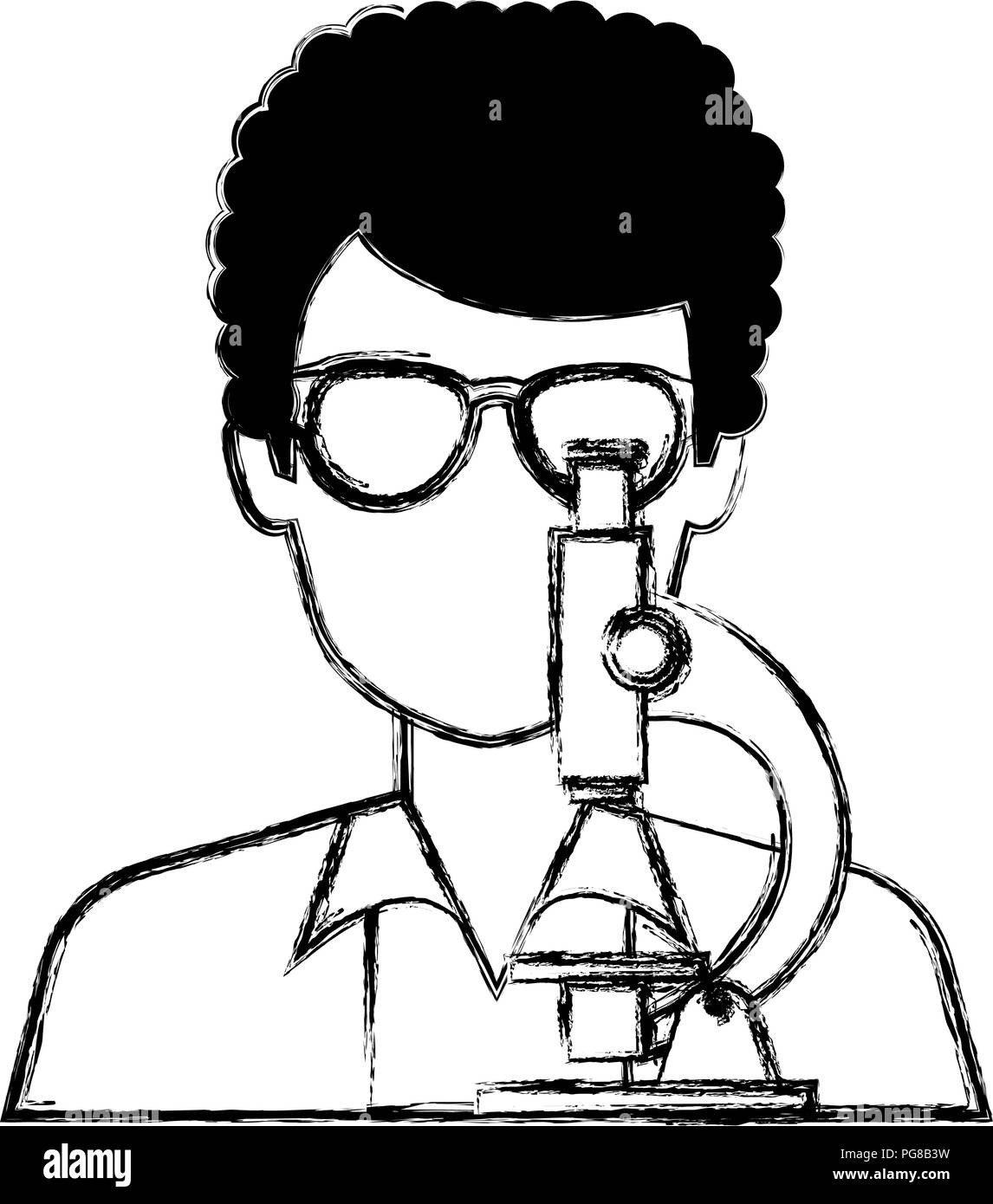 doctor man with microscope character Stock Vector Image & Art - Alamy