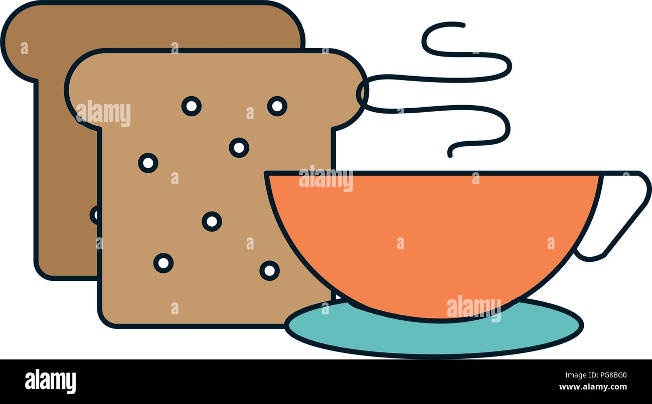 bread toast with coffee cup Stock Vector Image & Art - Alamy