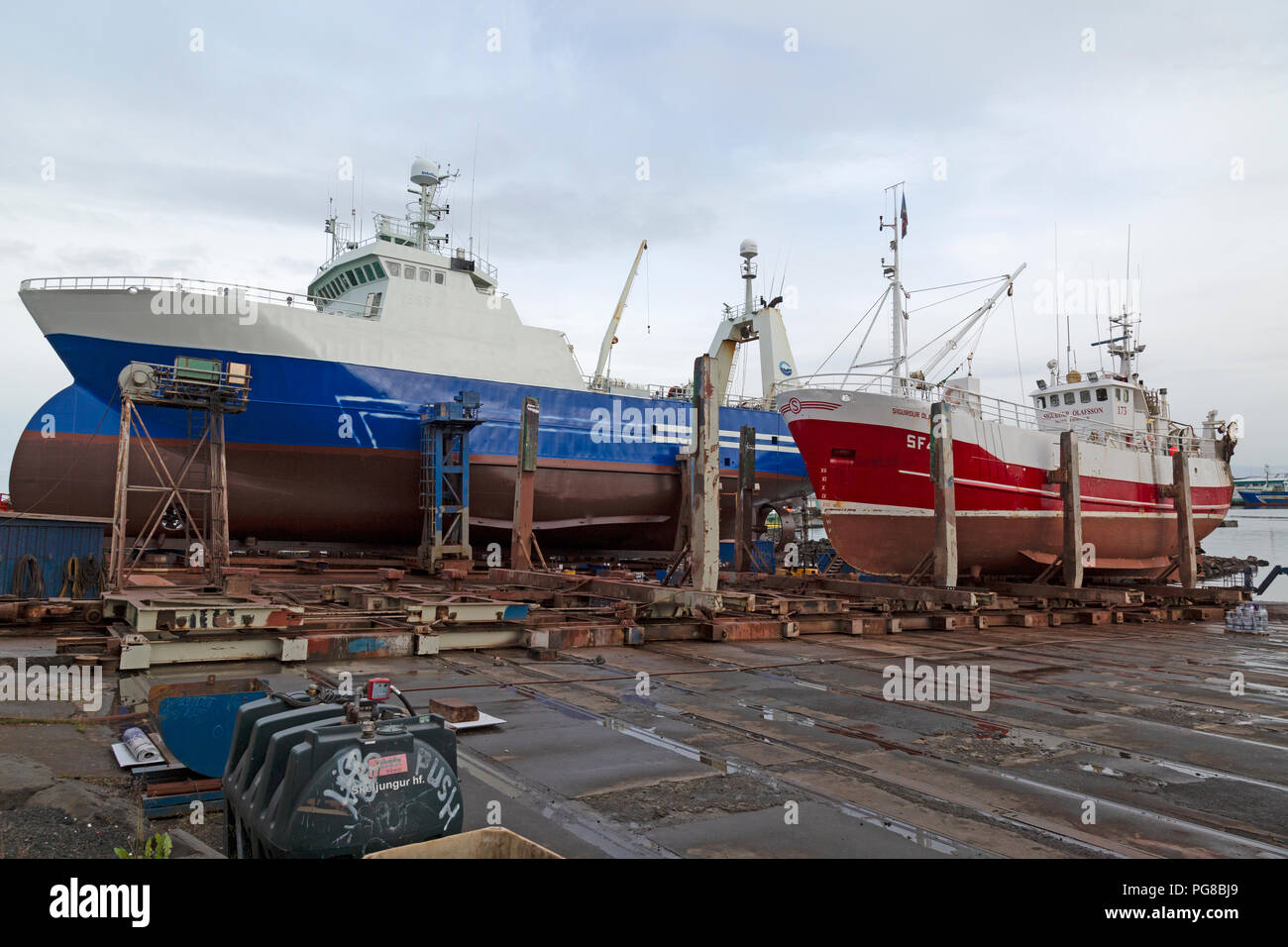 Fishing trawler in dry dock hi-res stock photography and images - Alamy