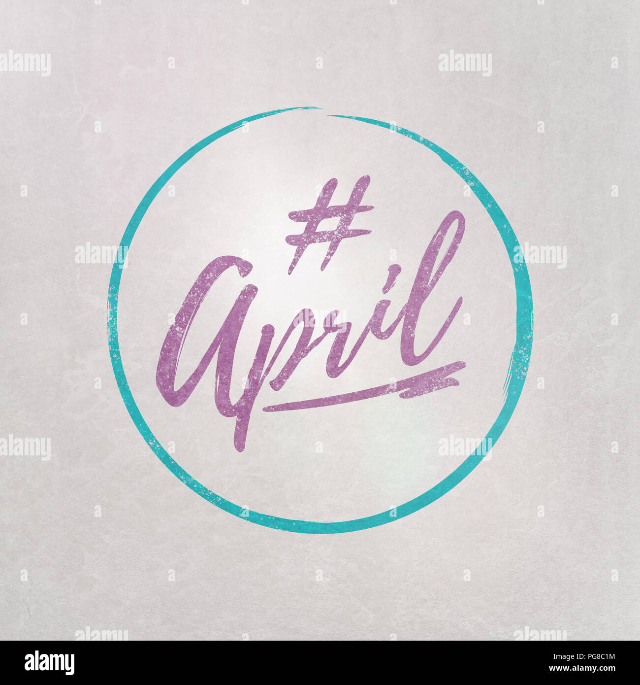 # Hashtag April written in pink on grey background as template in ...
