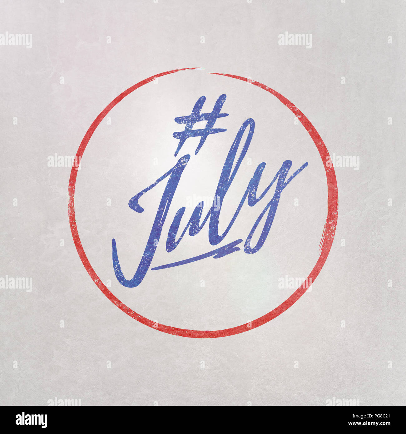 # Hashtag July written in purple on grey background as template in ...